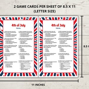 4th of July Trivia Game Independence Day Trivia Fourth of | Etsy