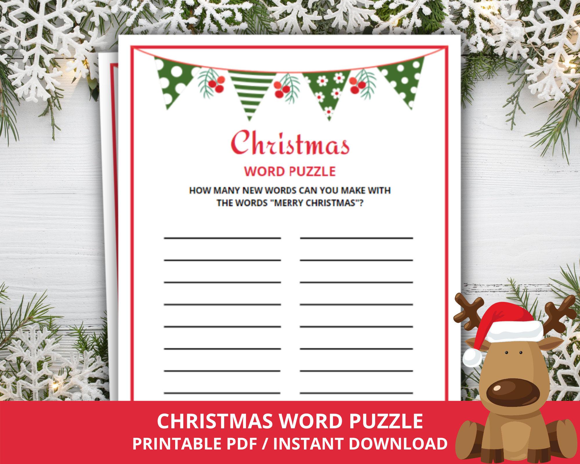 Christmas Word Puzzle Game, Winter Word Puzzle Game, Christmas Party ...