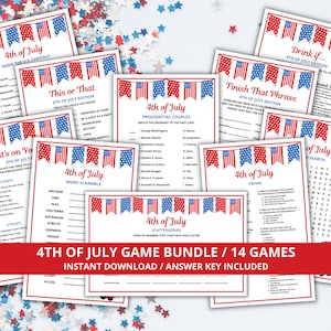 4th of July Games Bundle, 4th of July Games Printable, Independence Day ...