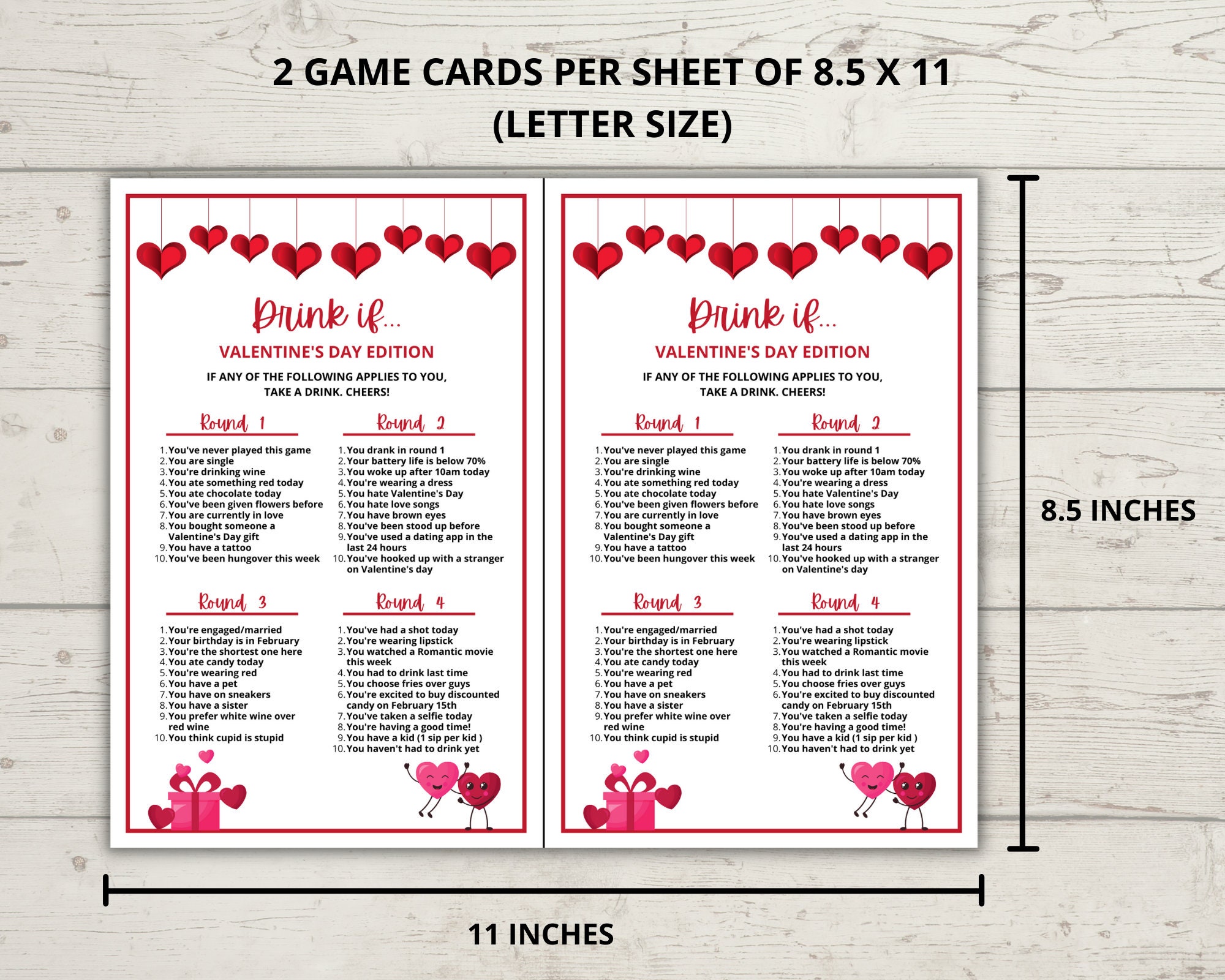 Valentine's Day Drink If Game, Valentines Party Games, Drink If ...