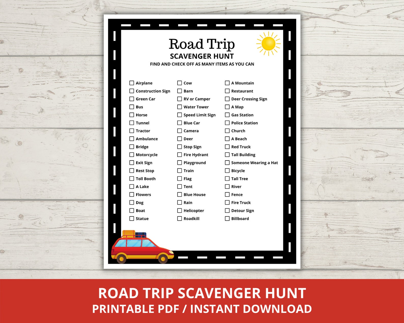 Printable Road Trip Scavenger Hunt, Road Trip Scavenger Hunt Game, Kids ...
