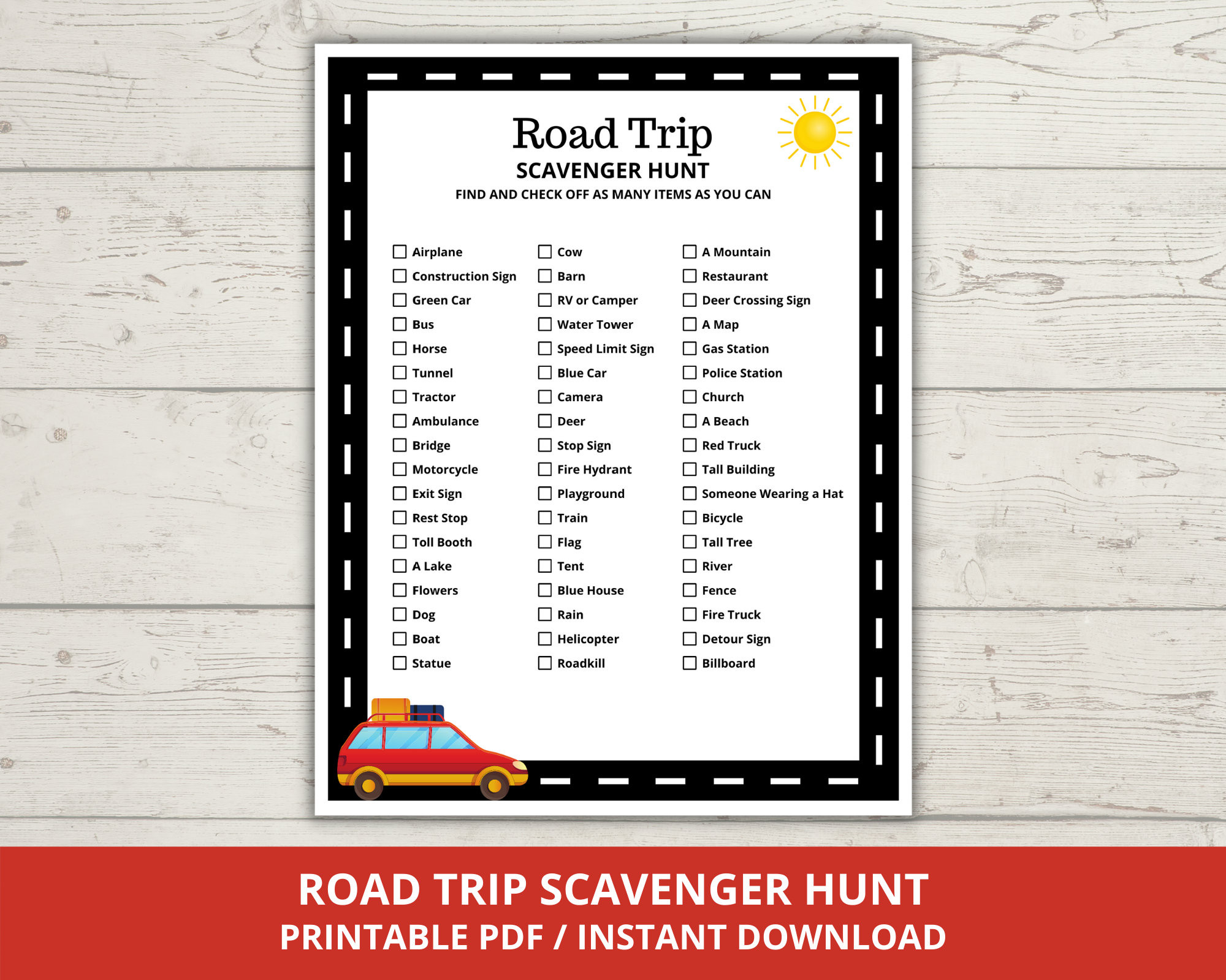 Printable Road Trip Scavenger Hunt, Road Trip Scavenger Hunt Game, Kids ...