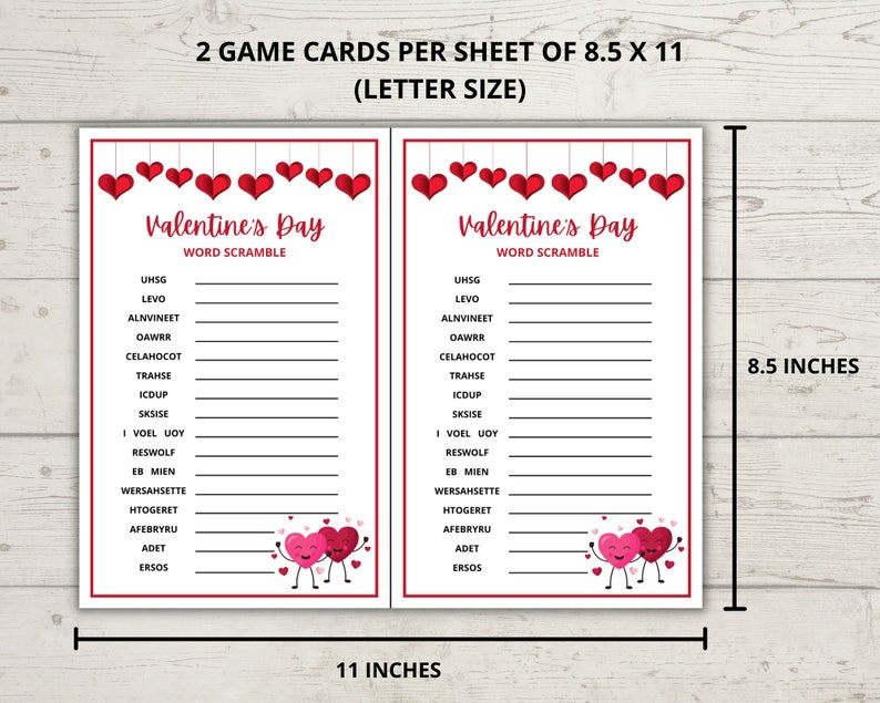 Valentine's Day Word Scramble Game, Valentine's Day Activities for Kids ...