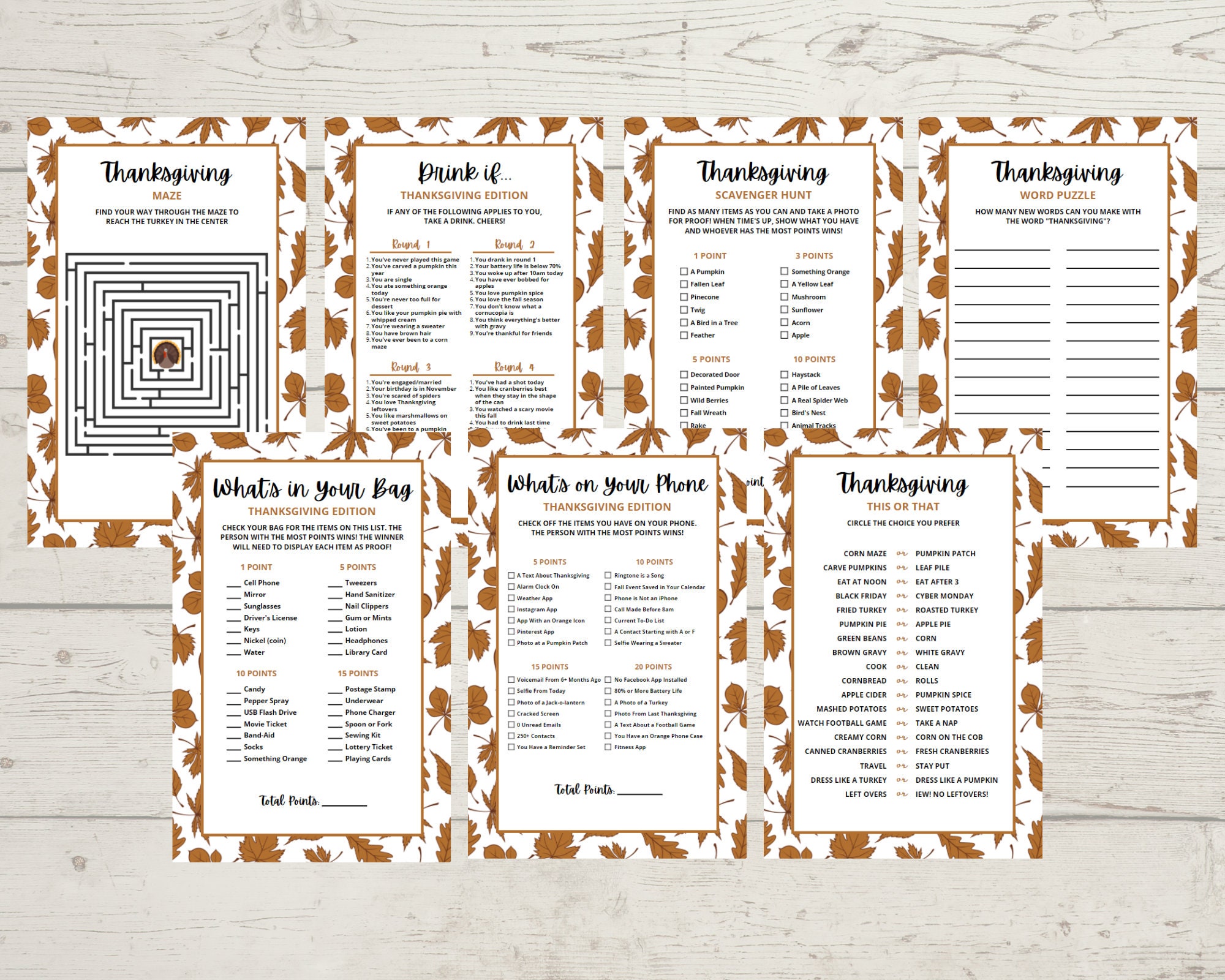 Thanksgiving Games Printable, Fall Party Games, Friendsgiving Party ...