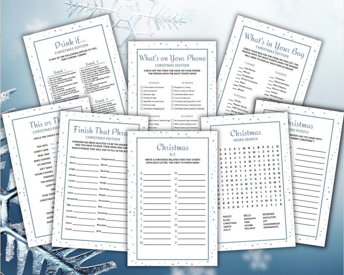 Christmas Games Printable, Digital Christmas Games Bundle, Printable ...