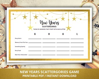 New Years Eve Scattergories Game, New Year Games Printable, New Years ...