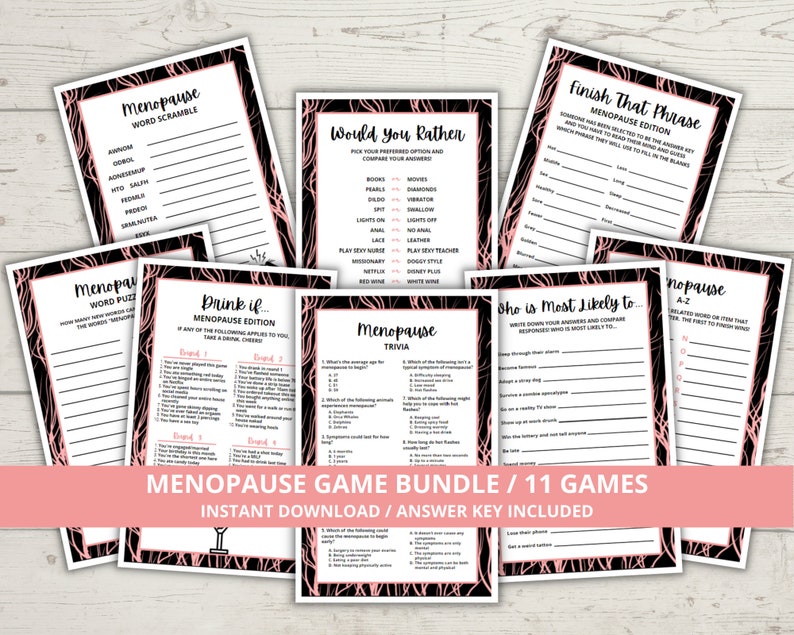 Menopause Party Games, Menopause Games, Menopause Game Bundle ...