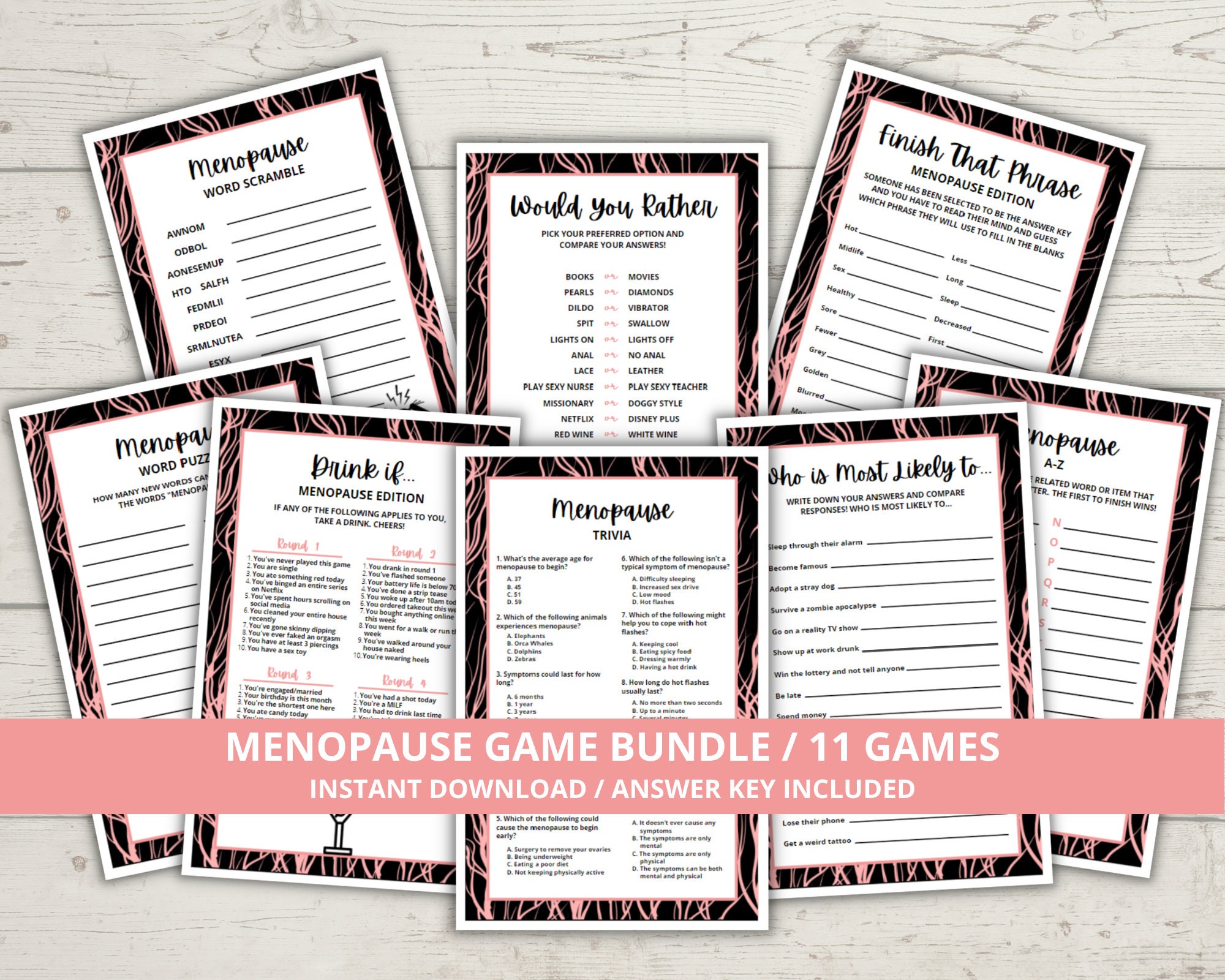 Menopause Party Games, Menopause Games, Menopause Game Bundle ...