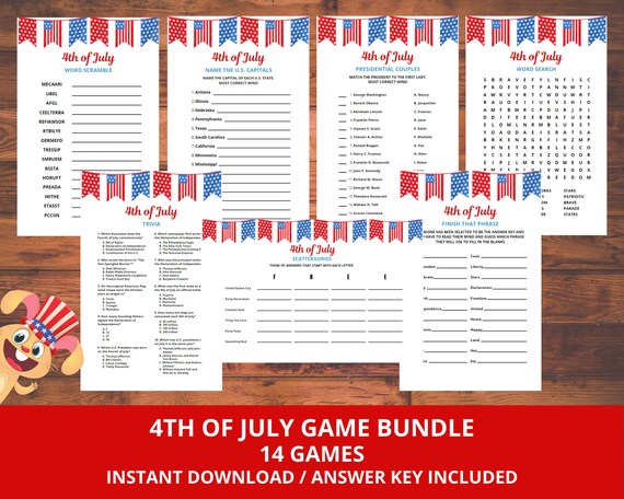 4th of July Games Bundle 4th of July Games Printable | Etsy
