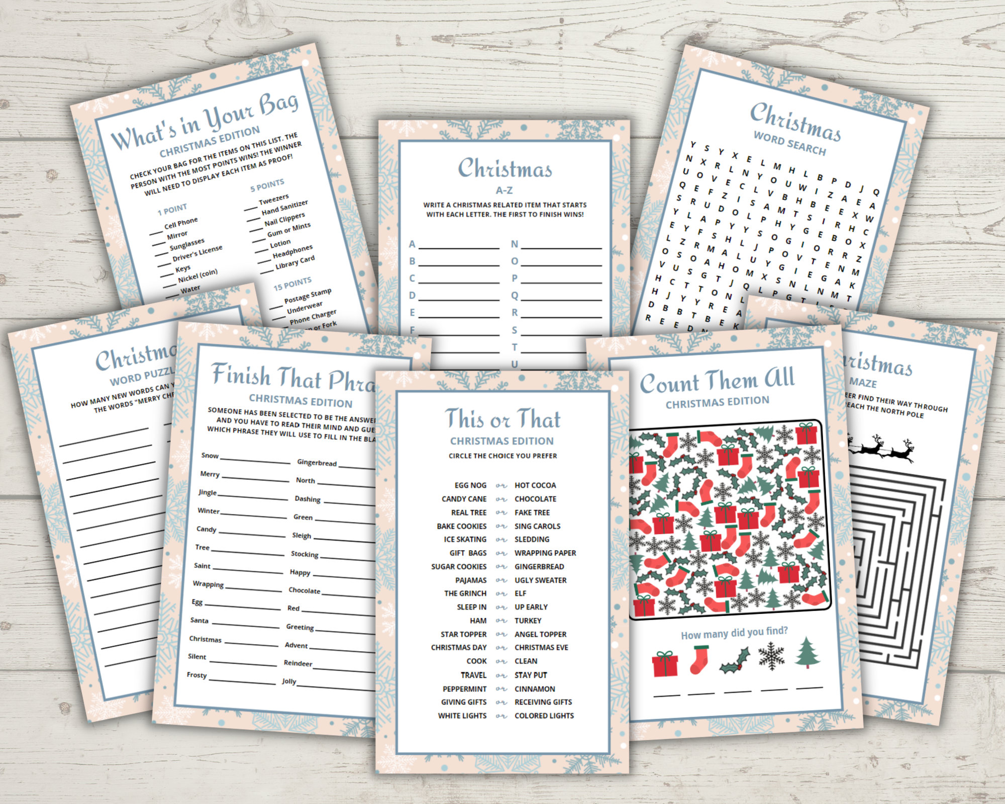 Christmas Game Bundle, Holiday Games, Christmas Games Printable, Kids ...