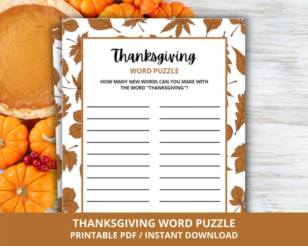 Thanksgiving Word Puzzle Game, Fall Word Puzzle Game, Thanksgiving ...