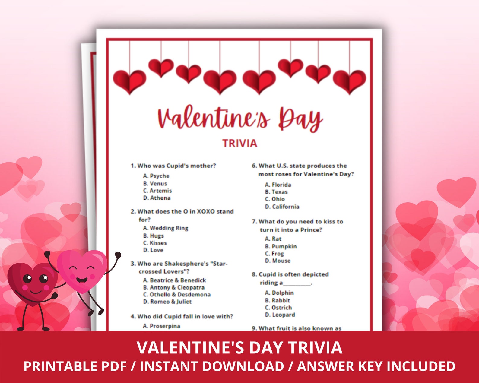 Valentines Day Trivia Game Printable Valentines Games Valentines