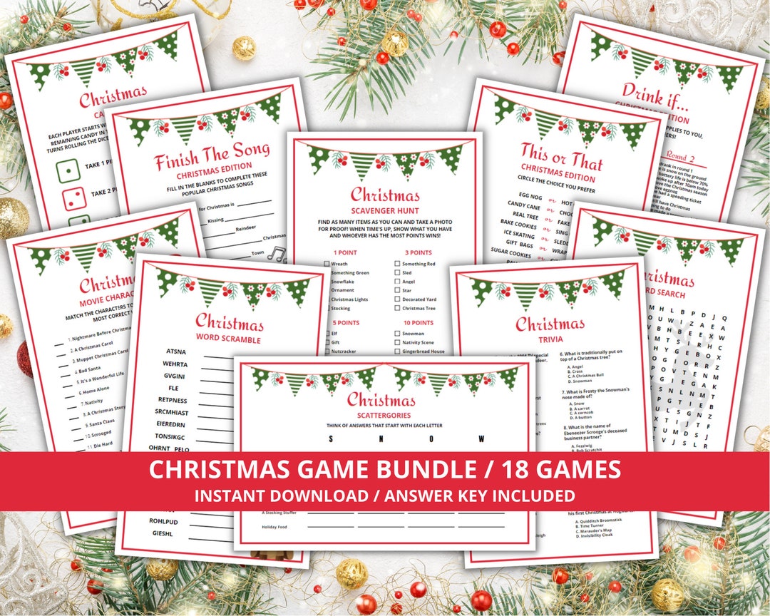Christmas Party Games, Christmas Game Bundle, Family Christmas Games ...