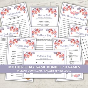 Mother's Day Games, Printable Mother's Day Games, Mother's Day Game ...