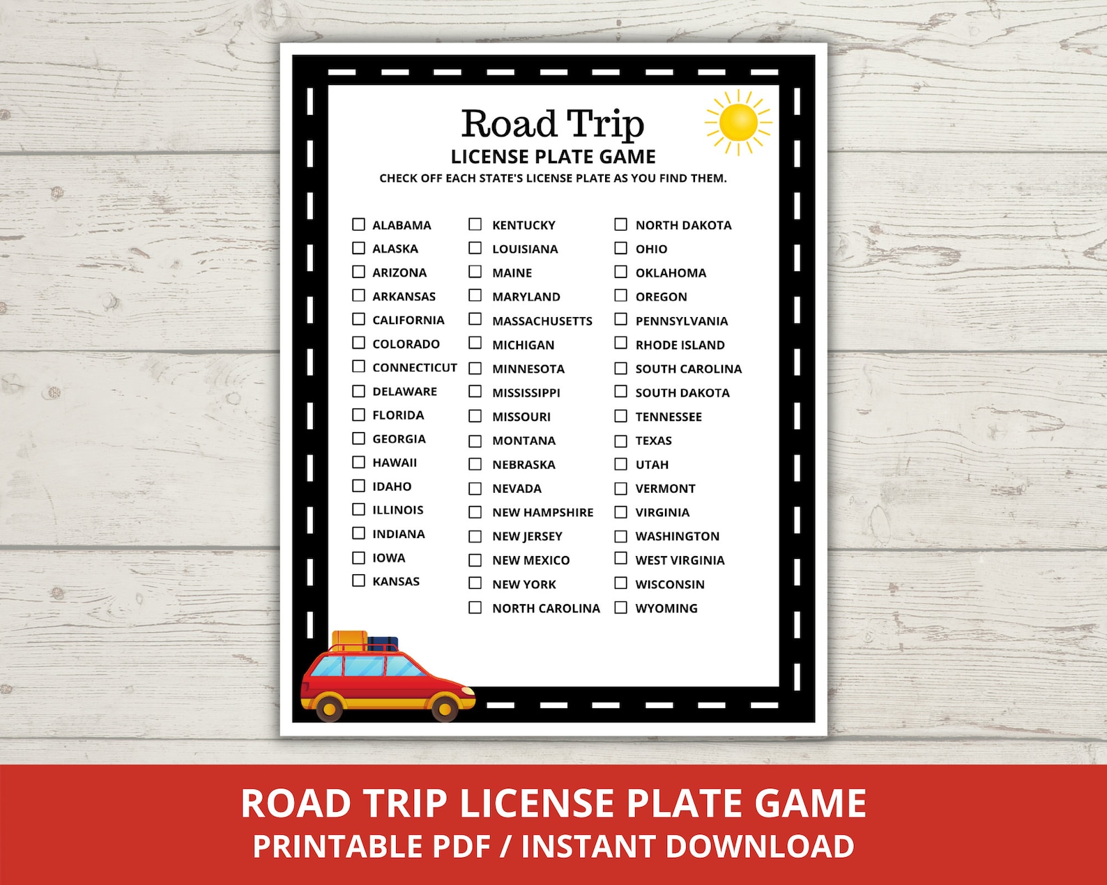 Road Trip License Plate Game, License Plate Scavenger Hunt, Printable ...