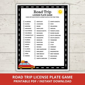 Road Trip License Plate Game, License Plate Scavenger Hunt, Printable ...