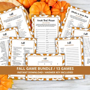 Printable Fall Games, Thanksgiving Games Printable, Fall Games Bundle ...