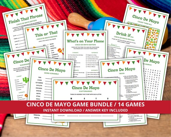 Cinco De Mayo Game Bundle Printable Cinco De Mayo Games | Etsy
