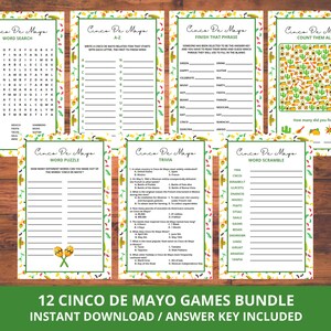 Cinco De Mayo Games Printable Cinco De Mayo Games Bundle | Etsy
