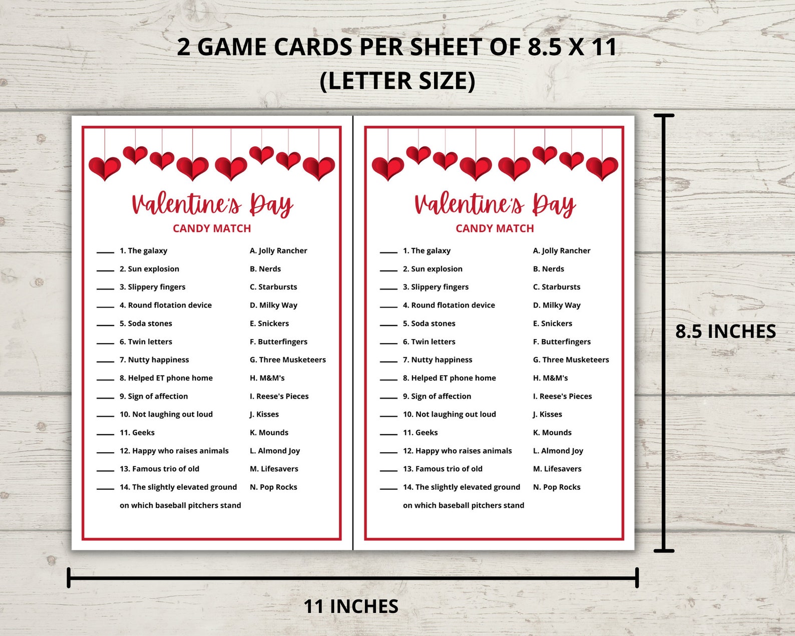 Valentine's Day Candy Match Game, Valentine's Candy Match, Fun ...