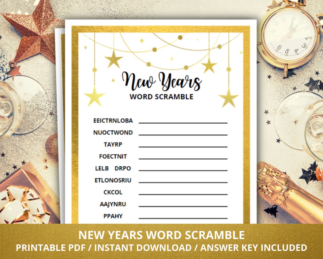 New Years Word Scramble Game, Winter Word Scramble Game, New Years ...