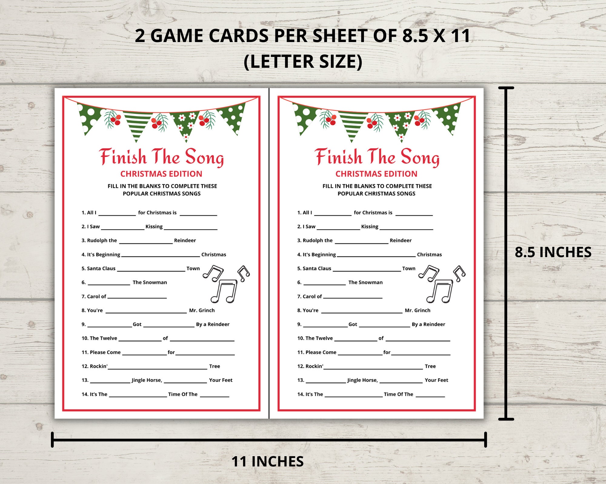 Finish the Christmas Song Game, Party Game, Song Game, Finish the Song ...