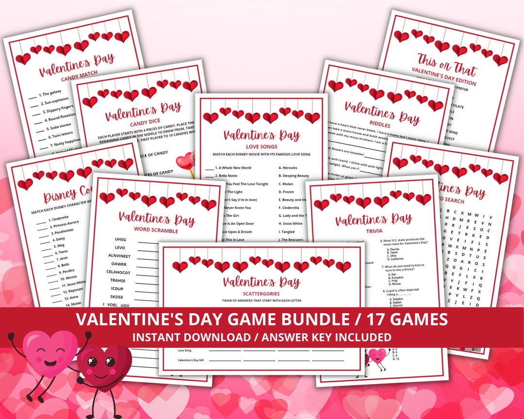 Valentine's Day Game Bundle, Fun Valentine's Day Game, Printable ...