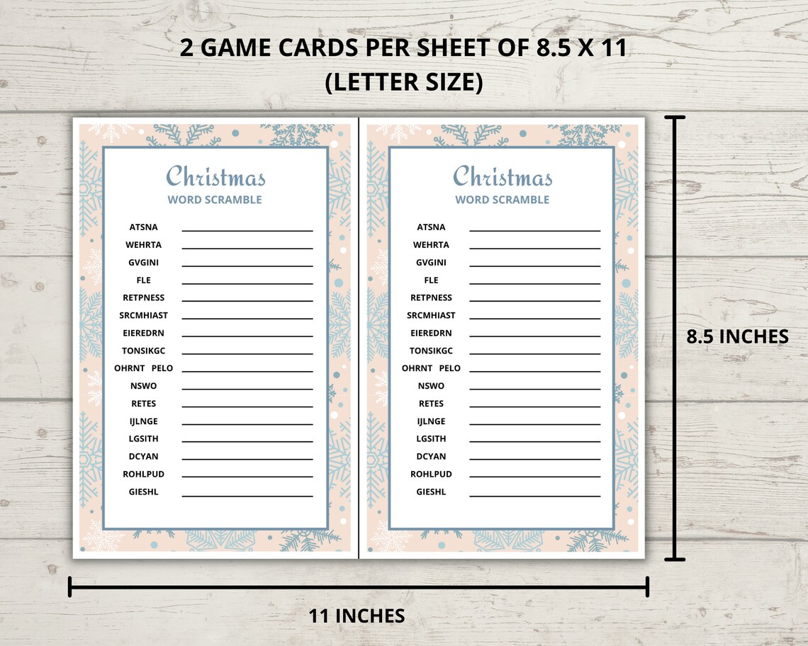 Christmas Word Scramble Game, Winter Word Scramble Game, Holiday Word ...
