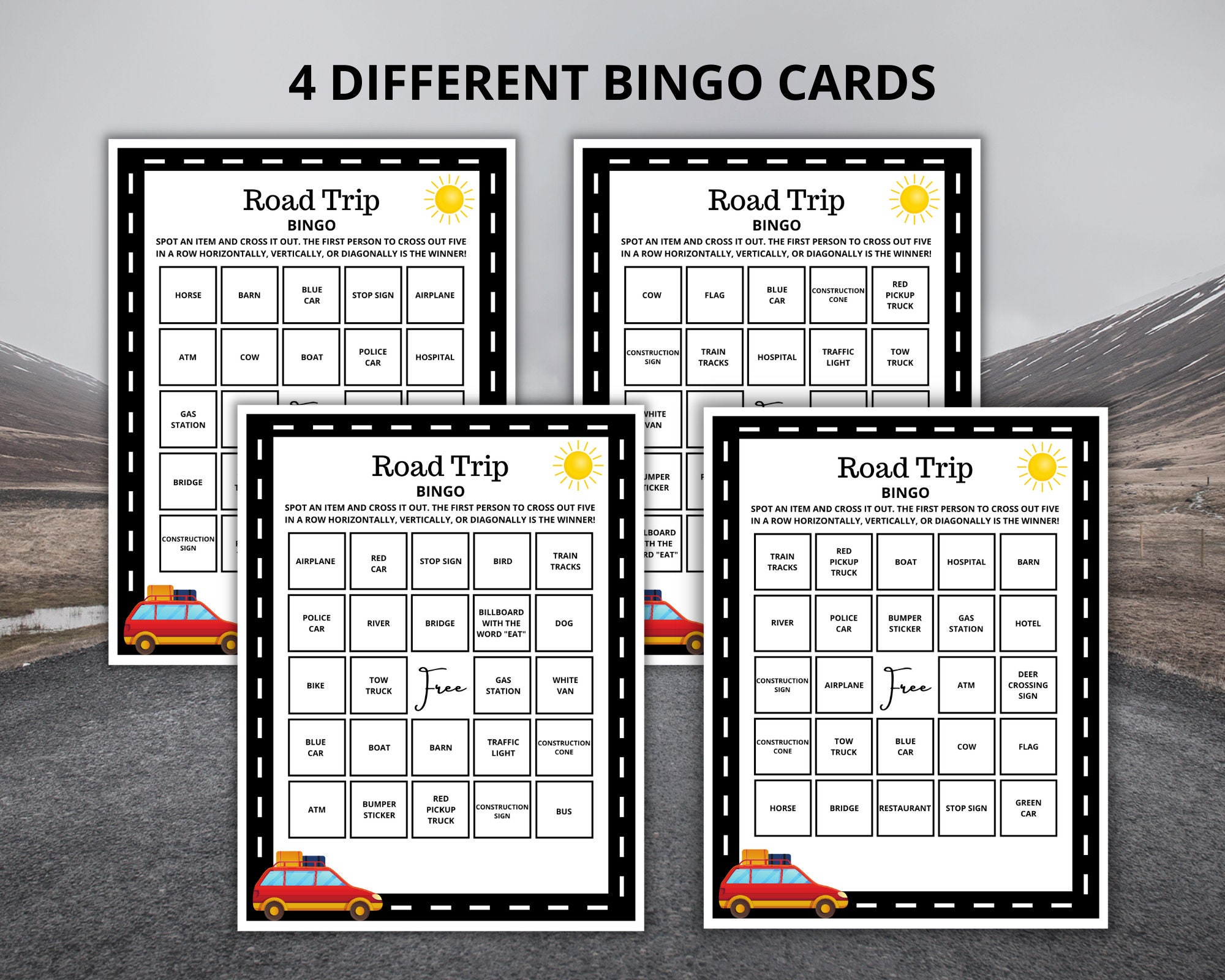Road Trip Games, Road Trip Activity Pack, Printable Road Trip Games for ...
