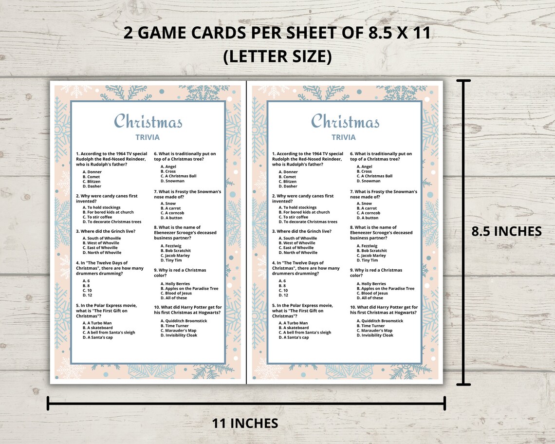 Christmas Trivia, Holiday Trivia Game, Christmas Party Games, Holiday ...