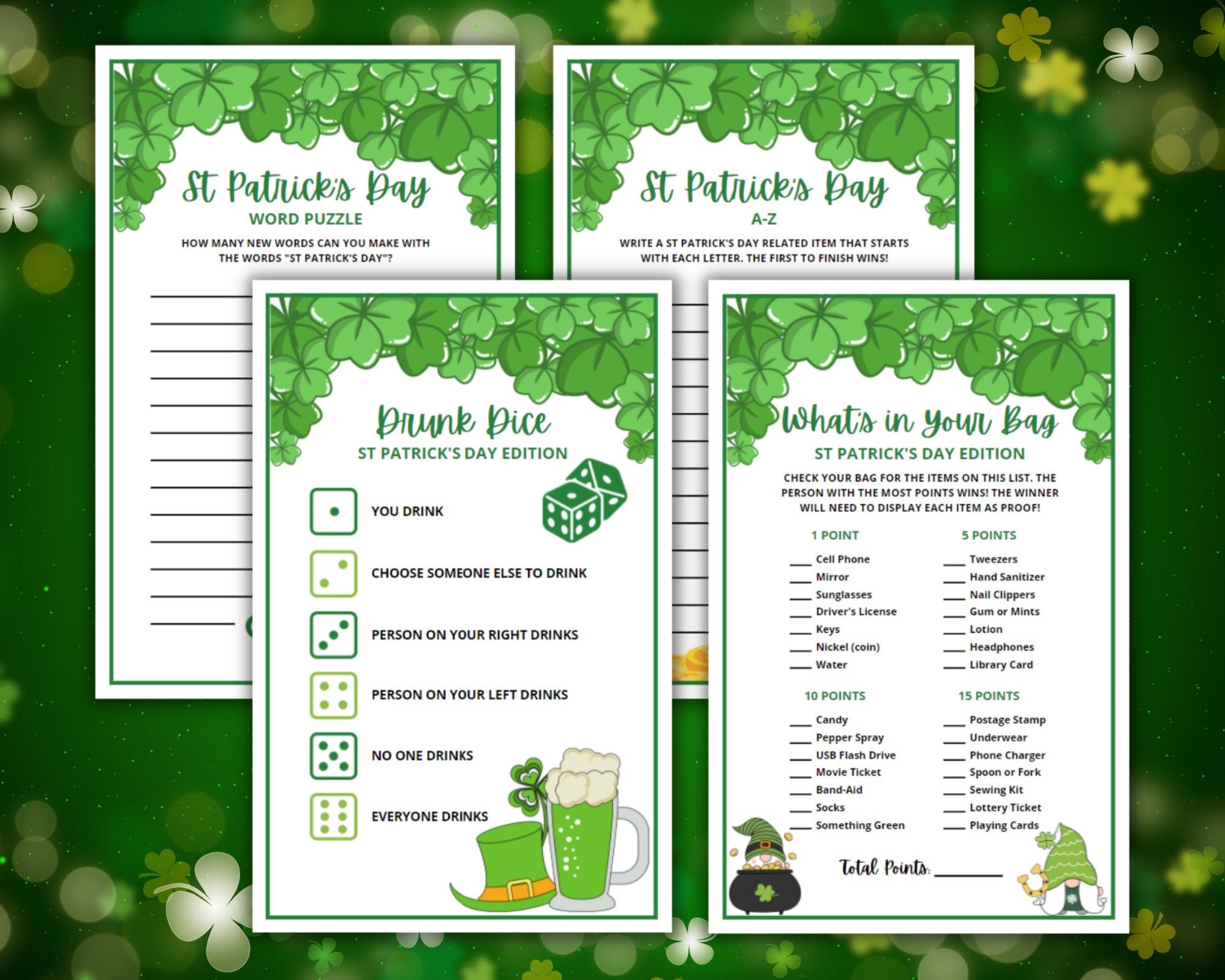 St Patty's Day Games Bundle, St Patricks Day Printable Party Games, St ...