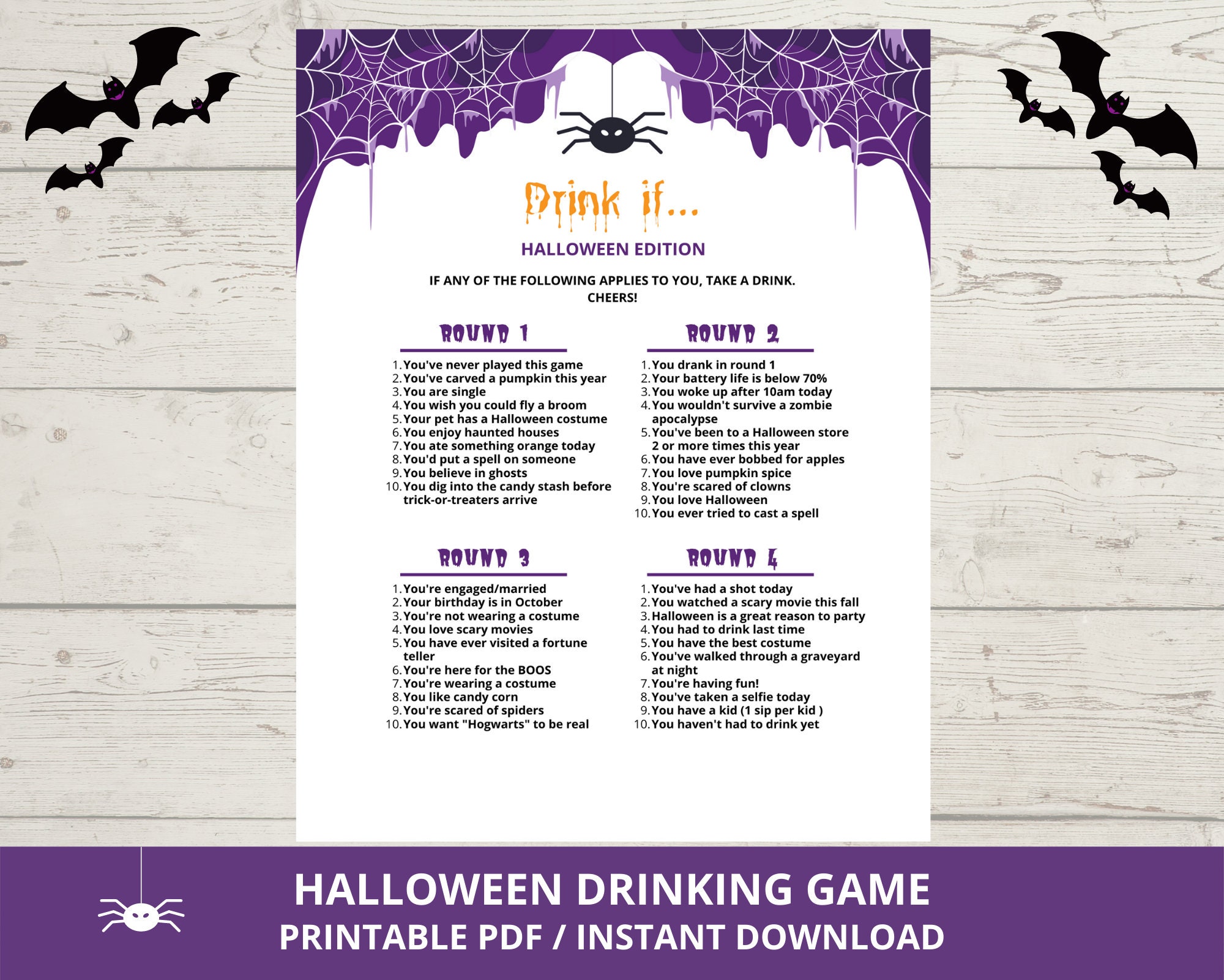 Halloween Party Games, Halloween Drink If Game, Halloween Printable ...