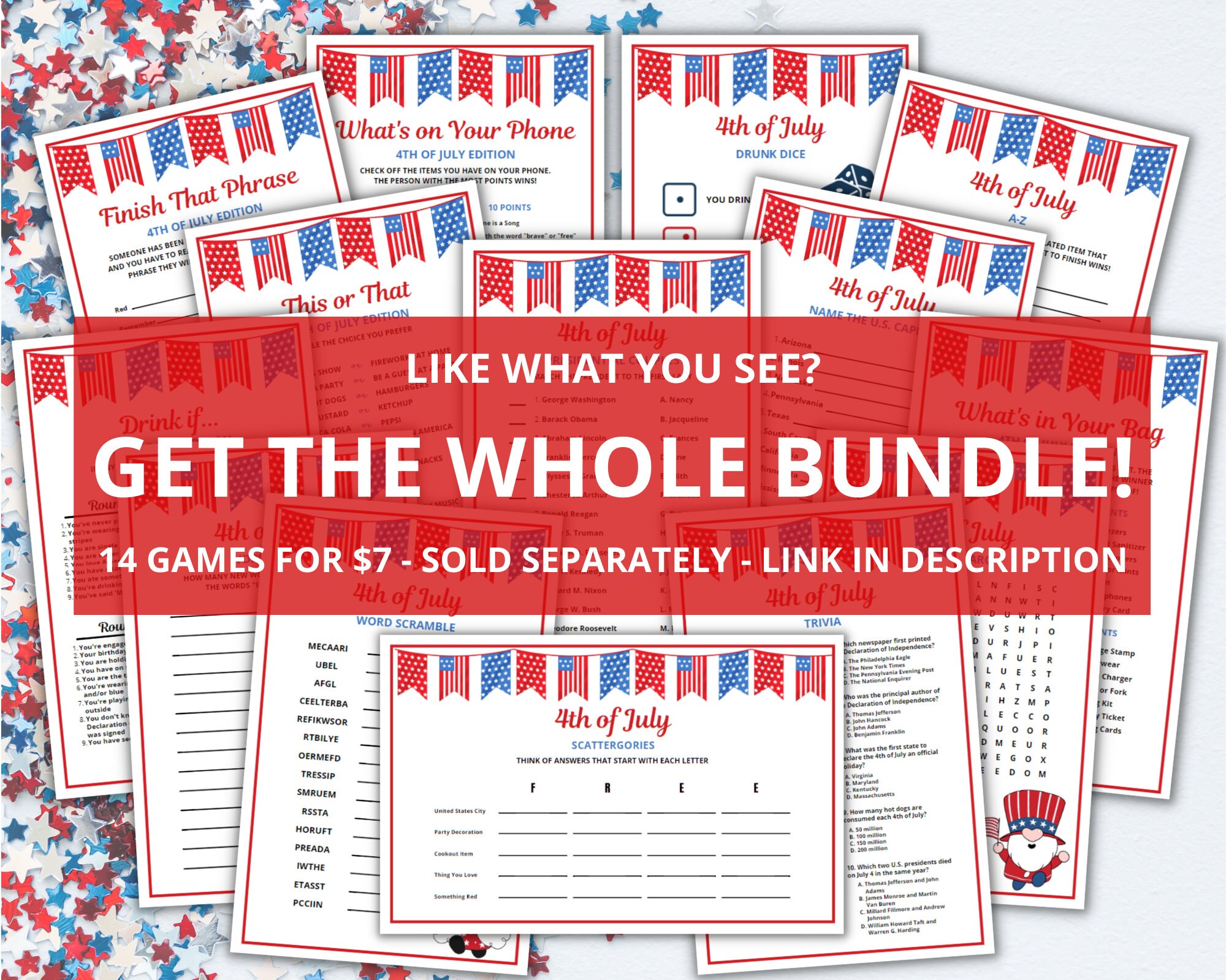 4th of July Finish That Phrase, Independence Day Finish the Phrase Game ...