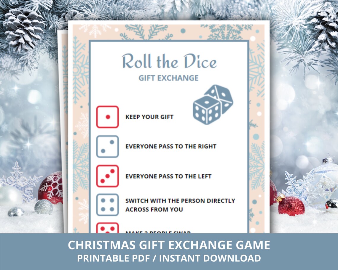 Christmas Gift Exchange Game, Christmas Gift Exchange Dice Game, Roll ...