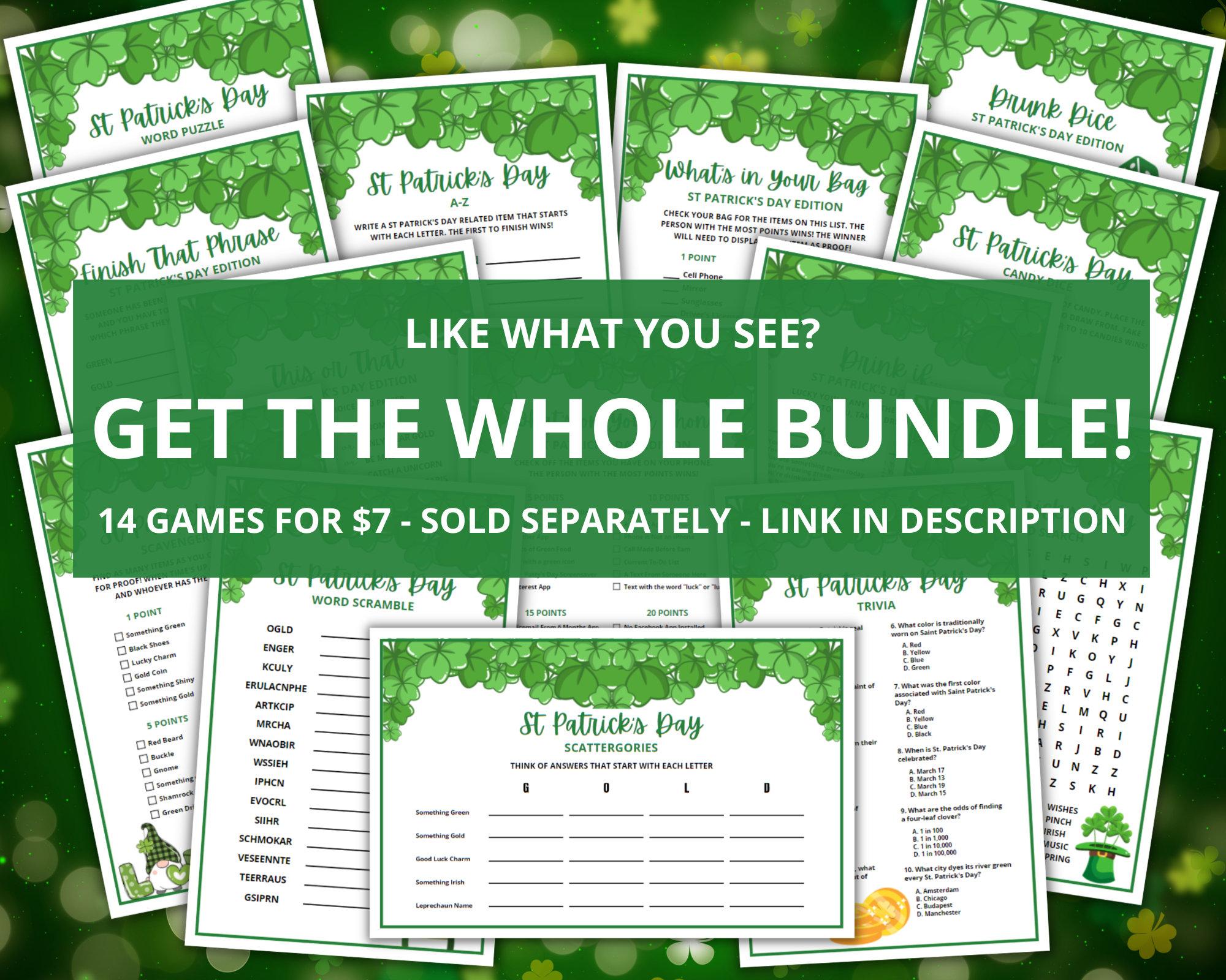 St Patrick's Day Trivia Game, Printable St Patricks Day Games, St Patty ...