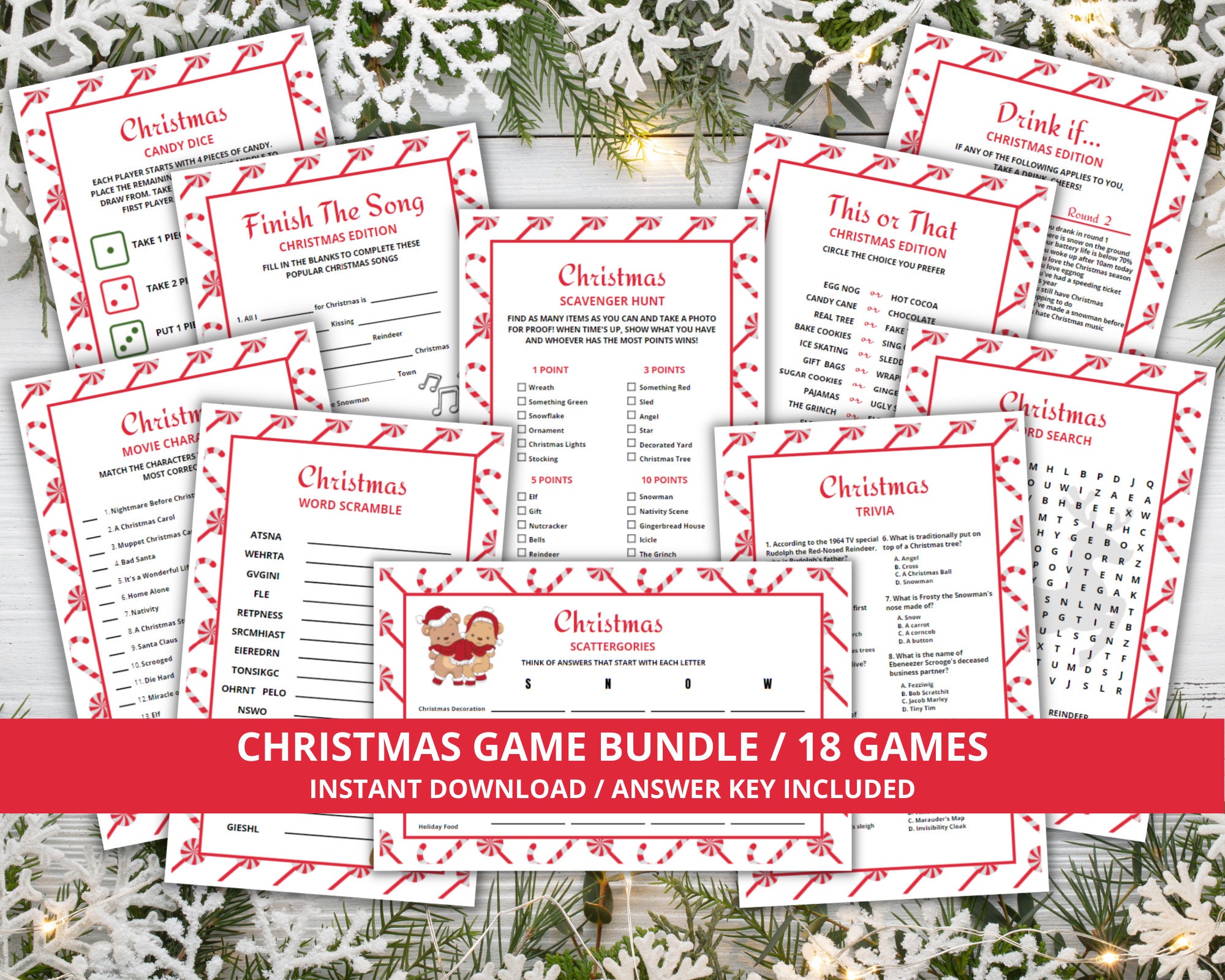 Christmas Game Bundle, Christmas Party Games, Christmas Printable Games ...