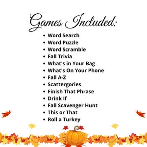 Printable Fall Games, Thanksgiving Games Printable, Fall Games Bundle ...