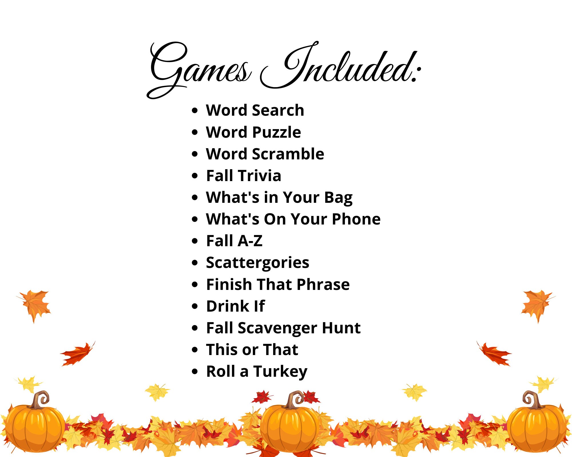 Printable Fall Games, Thanksgiving Games Printable, Fall Games Bundle ...