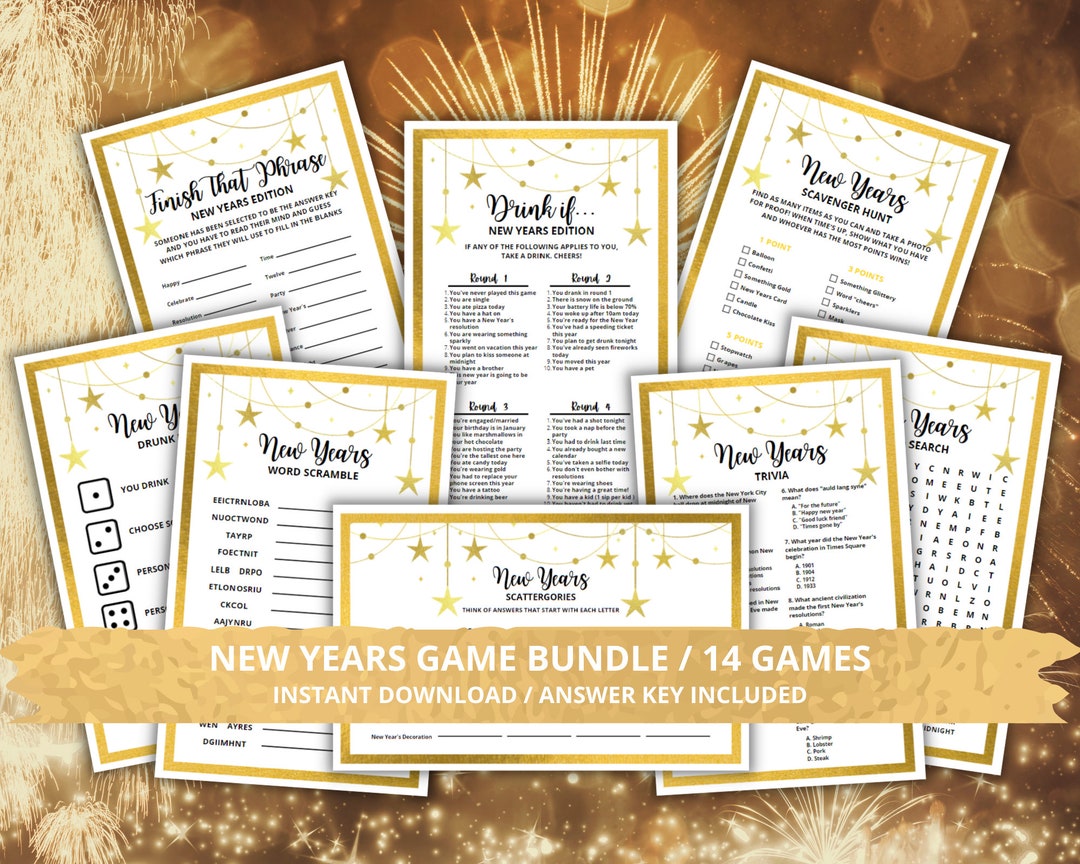 New Years Games Printable, New Years Party Games, New Years Drinking ...