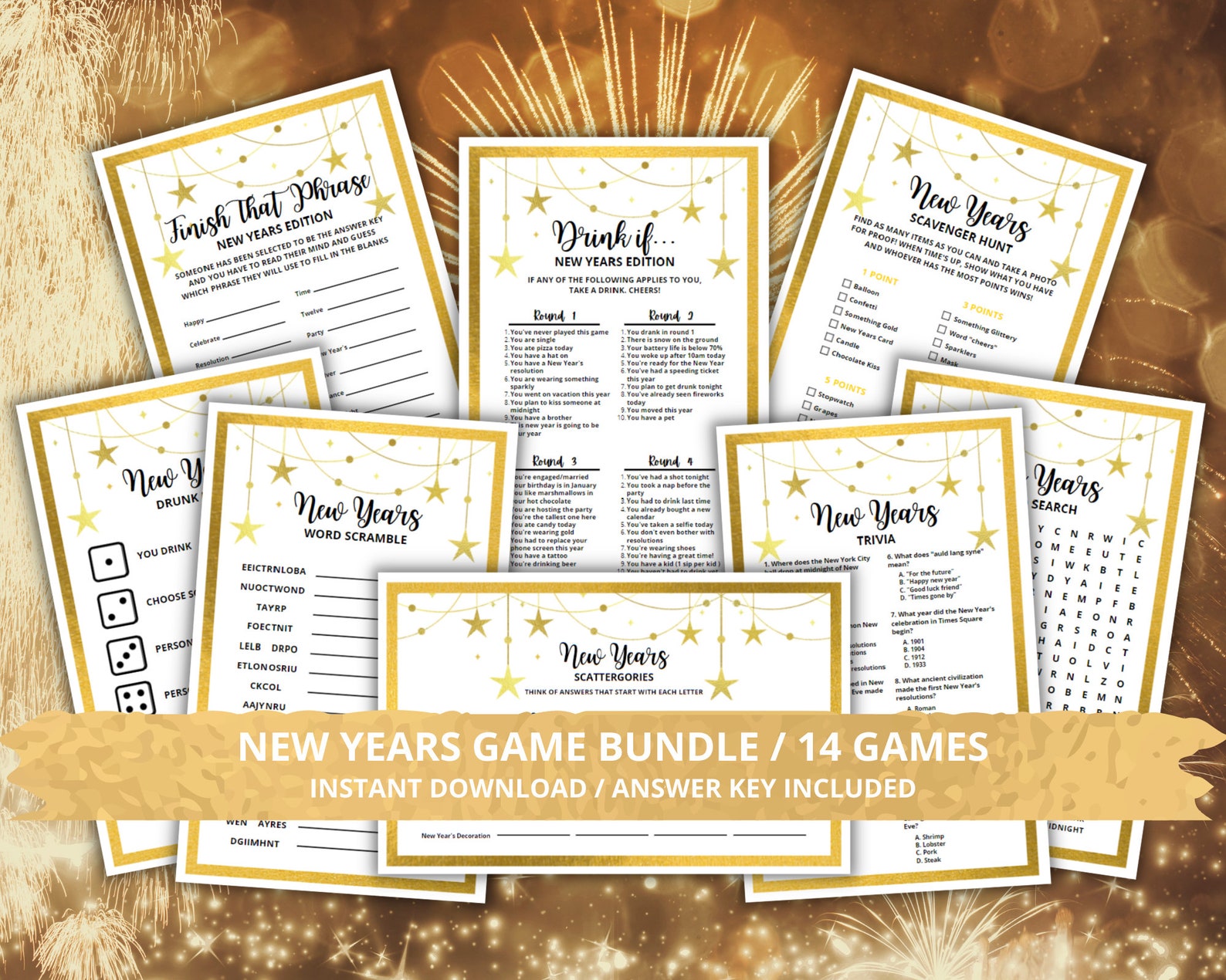New Years Games Printable, New Years Party Games, New Years Drinking ...