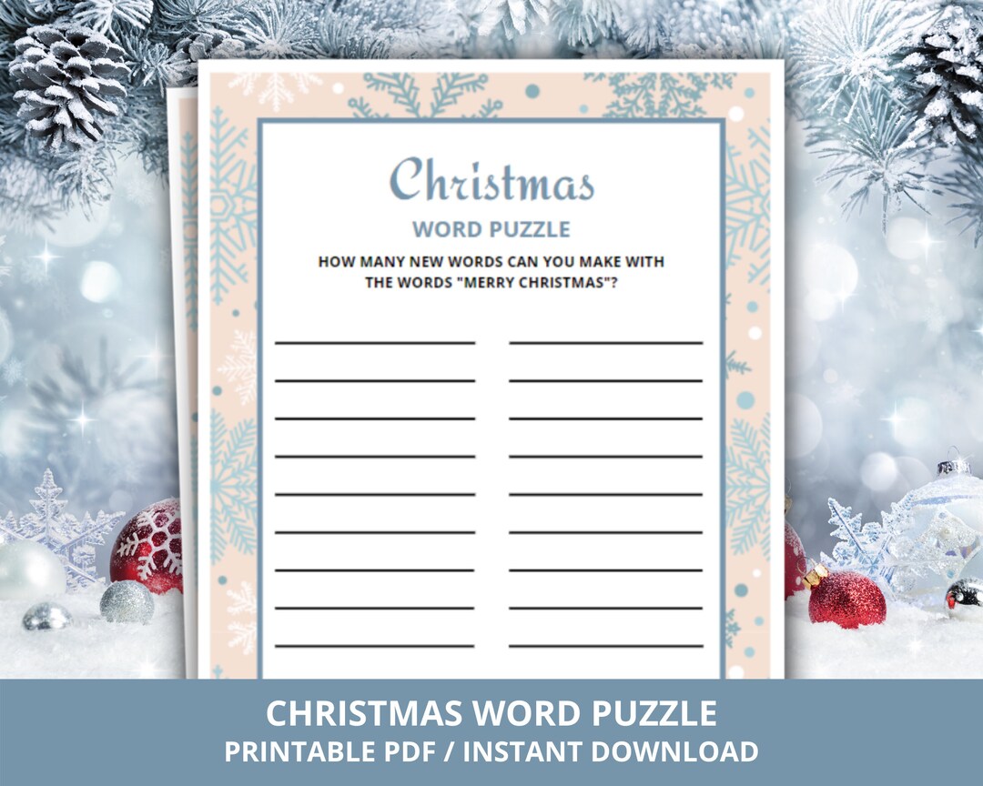 Christmas Word Puzzle Game, Winter Word Puzzle Game, Christmas Party ...