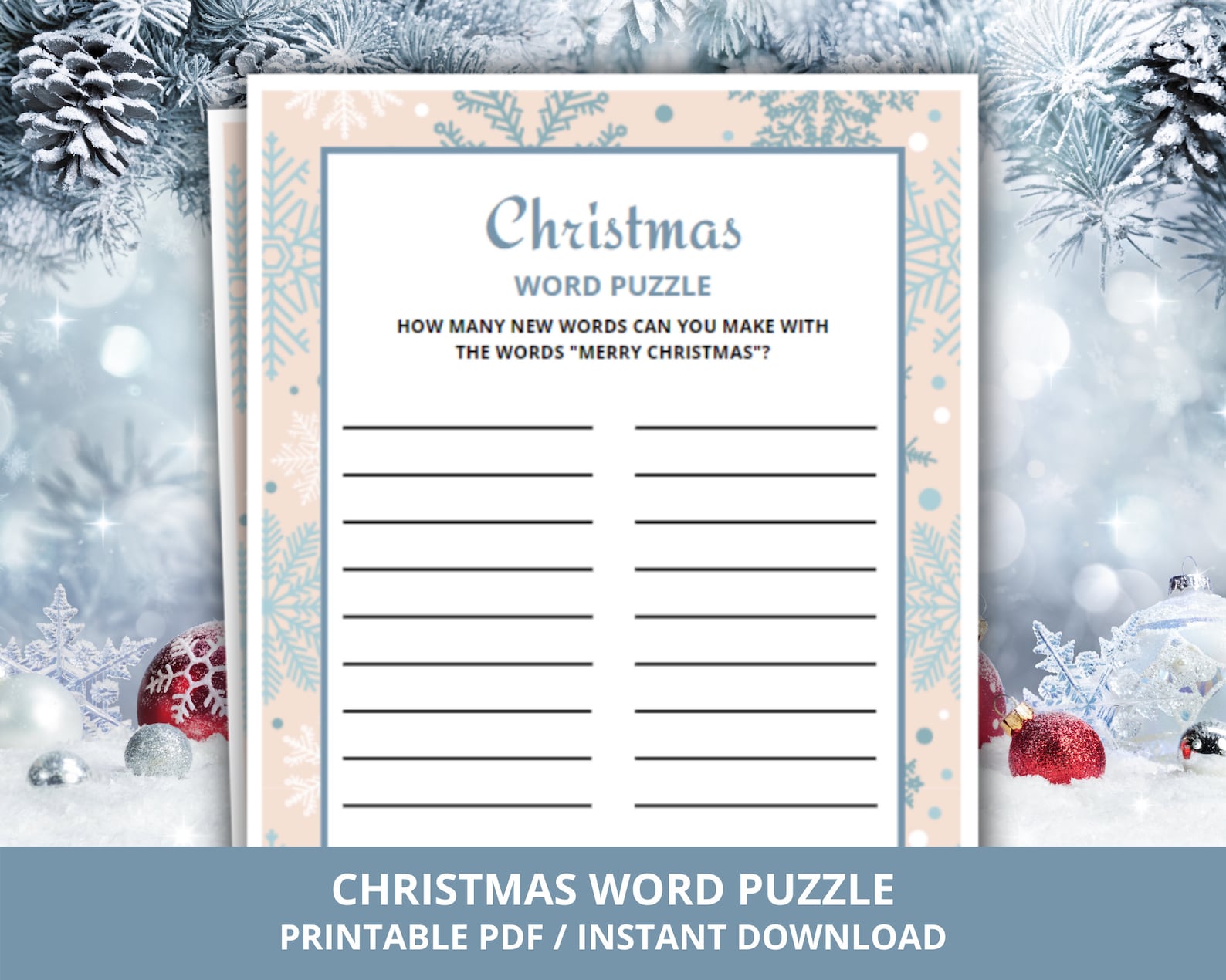 Christmas Word Puzzle Game, Winter Word Puzzle Game, Christmas Party ...