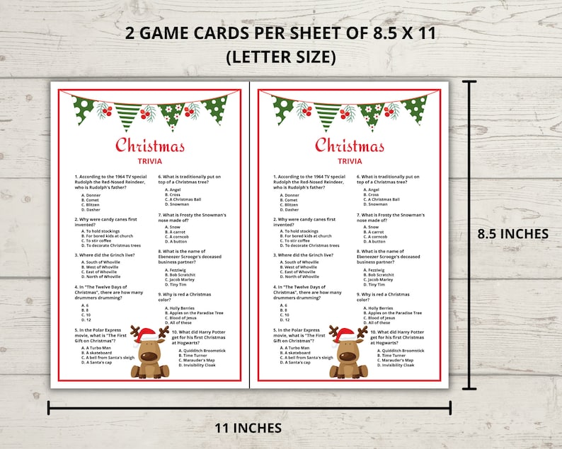 Christmas Trivia Game, Holiday Trivia Game, Christmas Trivia Printable ...