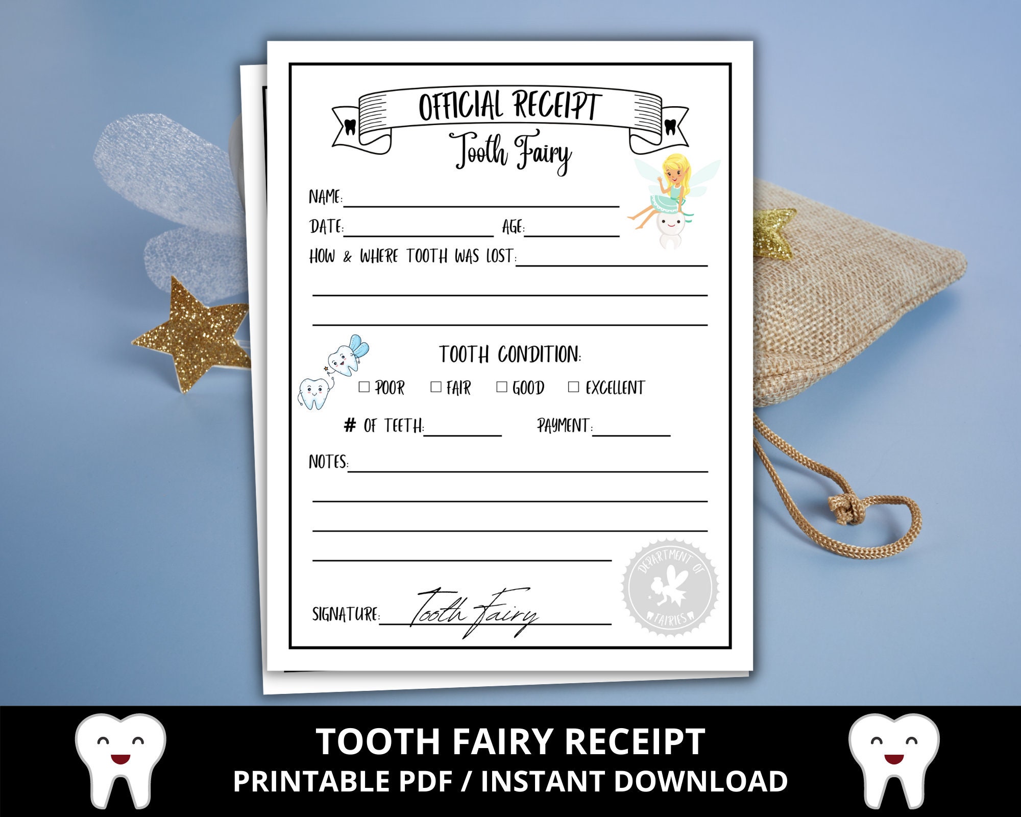 Tooth Fairy Receipt, Receipt From the Tooth Fairy, Lost Tooth Receipt ...