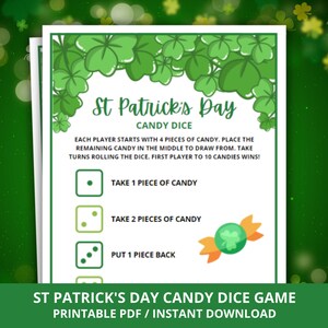 St Patrick's Day Candy Dice Game, St Patrick's Day Party Games, St ...