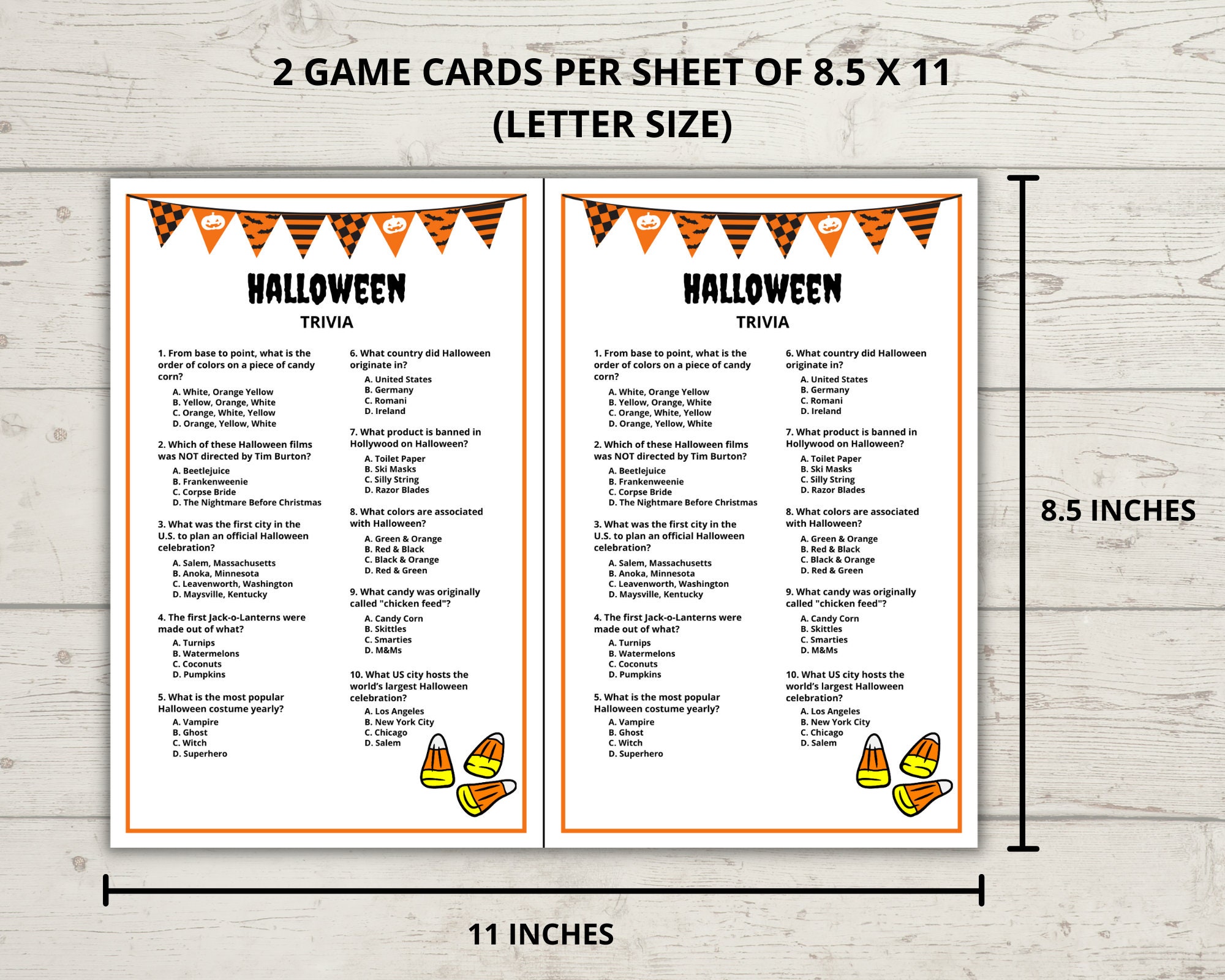 Halloween Trivia Game, Printable Halloween Trivia Game, Halloween ...