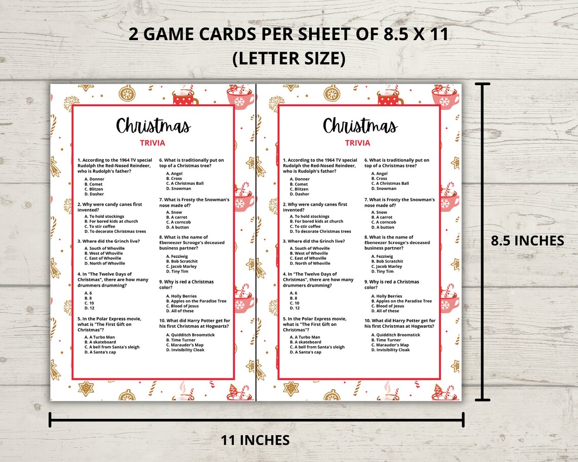 Christmas Trivia Game, Christmas Party Games, Holiday Trivia Game ...