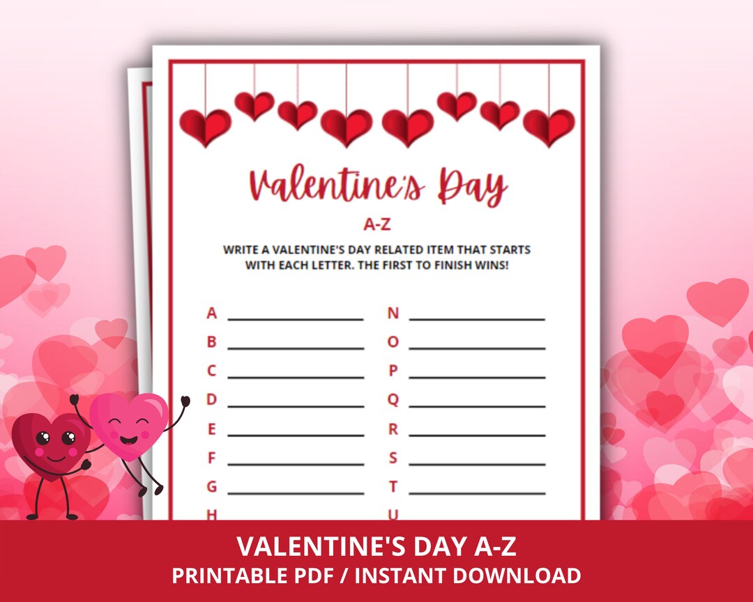 Valentine's Day A-Z Game, Valentines A-Z Game, Fun Valentine's Day Game ...