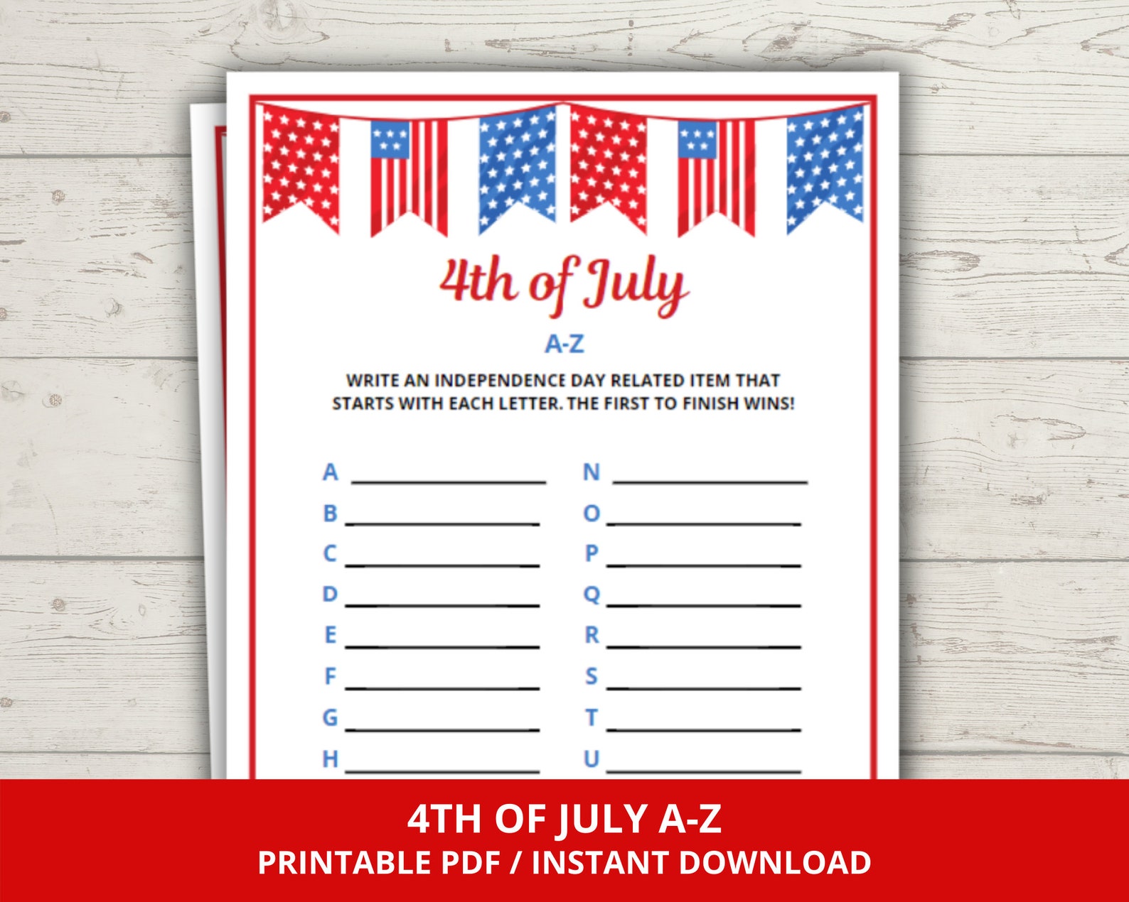 Independence Day A-Z Game, 4th of July A-Z Game, Fun 4th of July Game ...