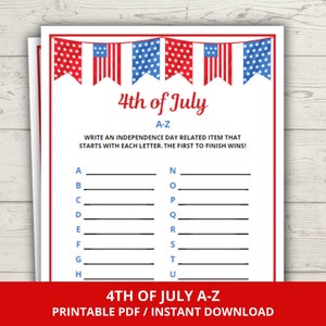 Independence Day A-Z Game, 4th of July A-Z Game, Fun 4th of July Game ...